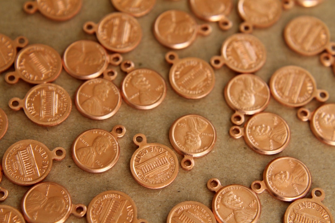5 Pc. Raw Copper Penny Charms - 13mm by 10mm - Made in USA | RB-256 - Etsy