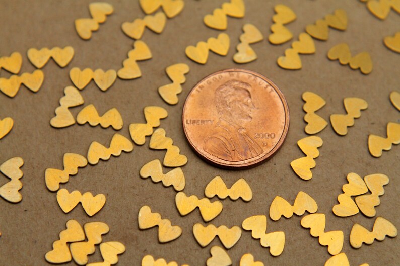 20 pc. Tiny Raw Brass Double Hearts: 4mm by 8mm made in USA | Etsy