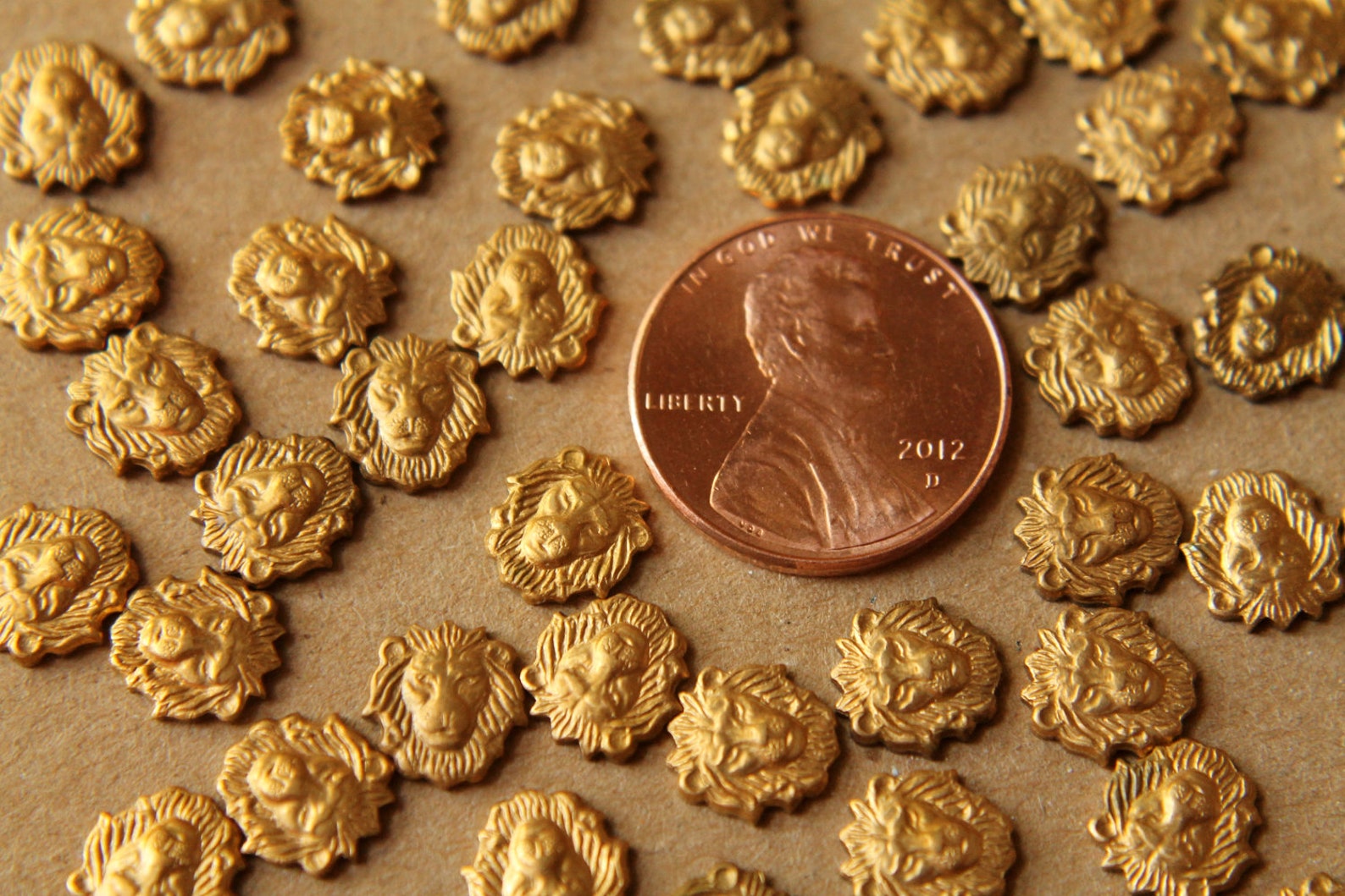 10 Pc. Small Raw Brass Lion Heads: 8mm by 8mm Made in USA - Etsy