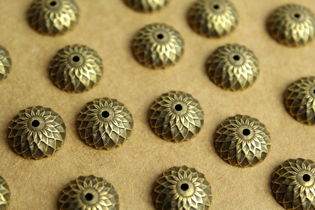 3 Pc. Antique Brass Plated Acorn Bead Caps : 12mm by 5mm - Made in USA ...