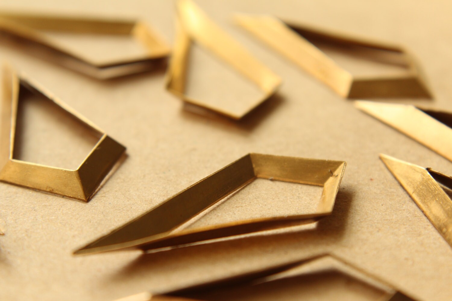 2 Pc. Raw Brass Dropped Rhombus Cutout Stampings: 47mm by 21mm - Made ...