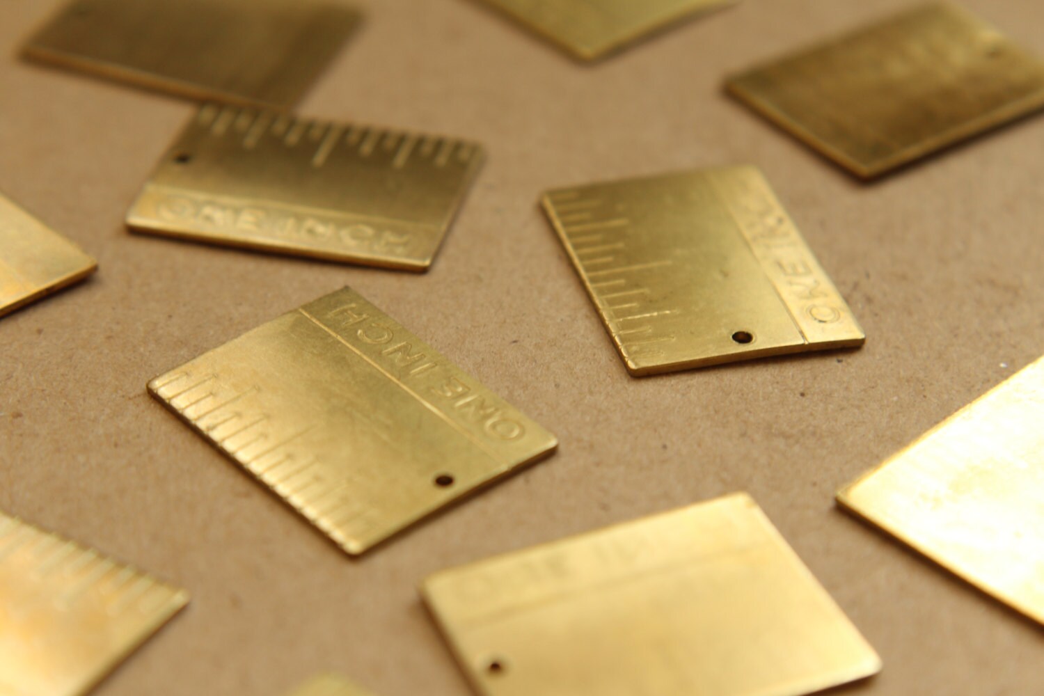 4 pc. Raw Brass One Inch Ruler Charms: 25mm by 19mm made in | Etsy