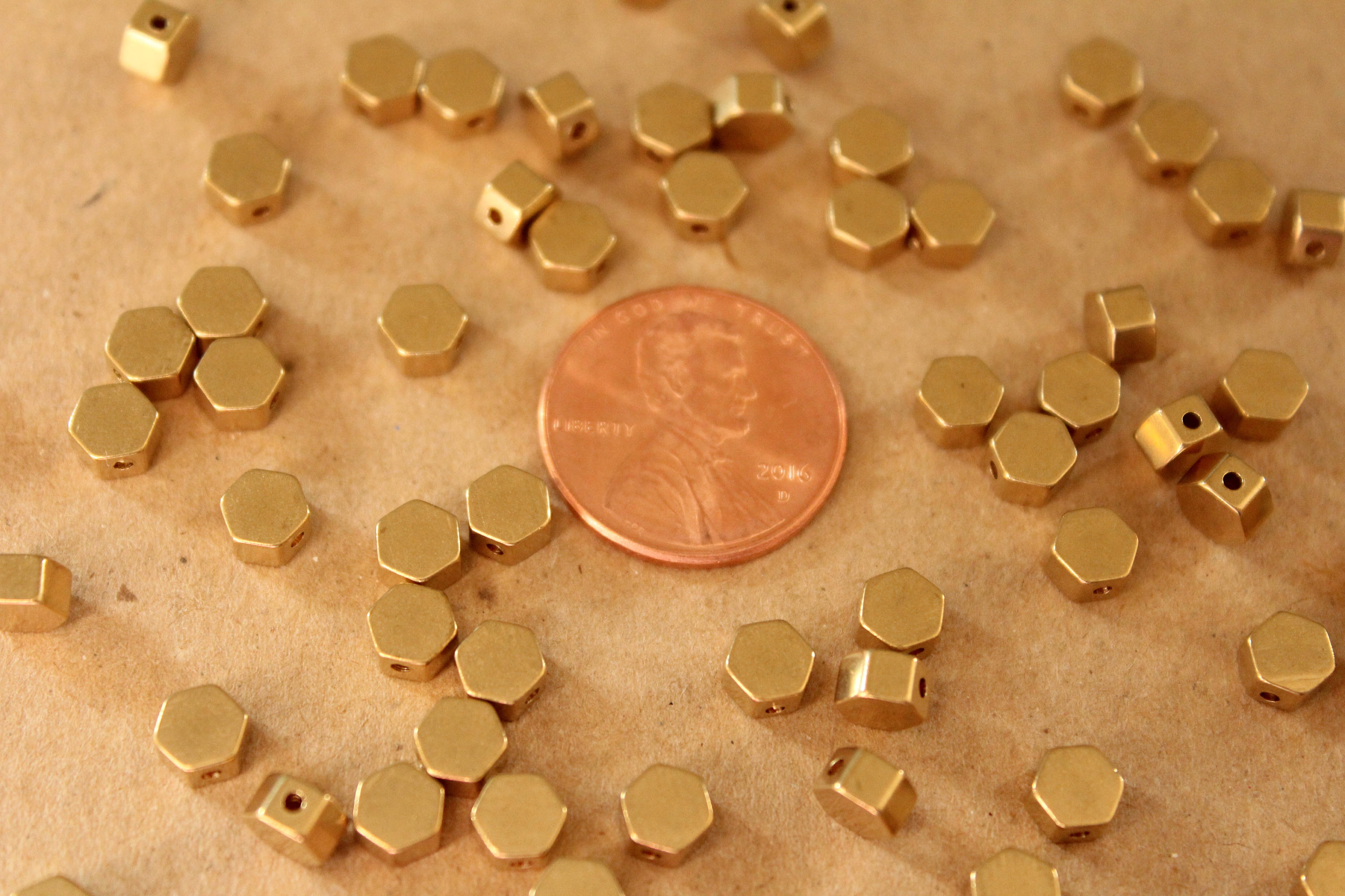 25 Pc. Raw Brass Hexagon Beads 5mm by 5.5mm FI-405 - Etsy