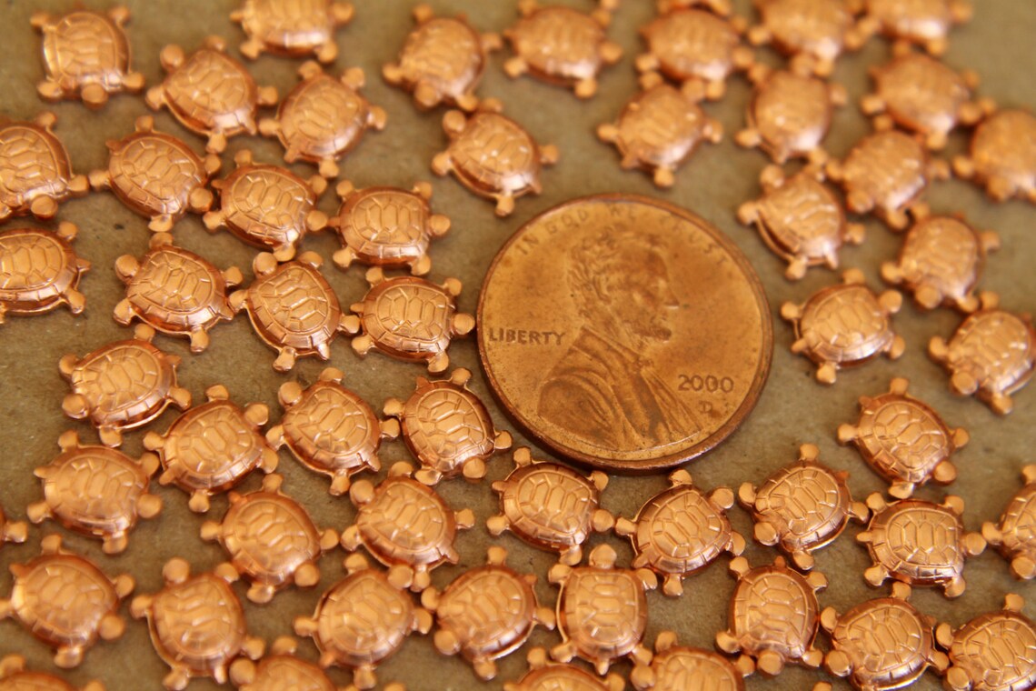 8 Pc. Tiny Raw Copper Turtles: 8.5mm by 7mm - Made in USA | RB-283 - Etsy
