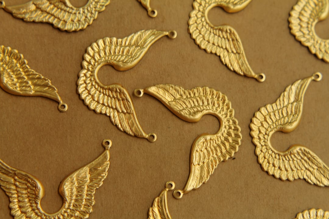 4 Pc. Raw Brass Angel Wings Connectors: 36mm by 27mm - Made in USA | RB ...