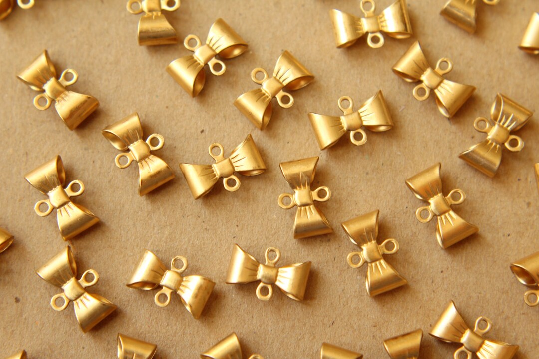 10 Pc. Raw Brass Bow Connectors: 11mm by 8mm - Made in USA | RB-604 - Etsy