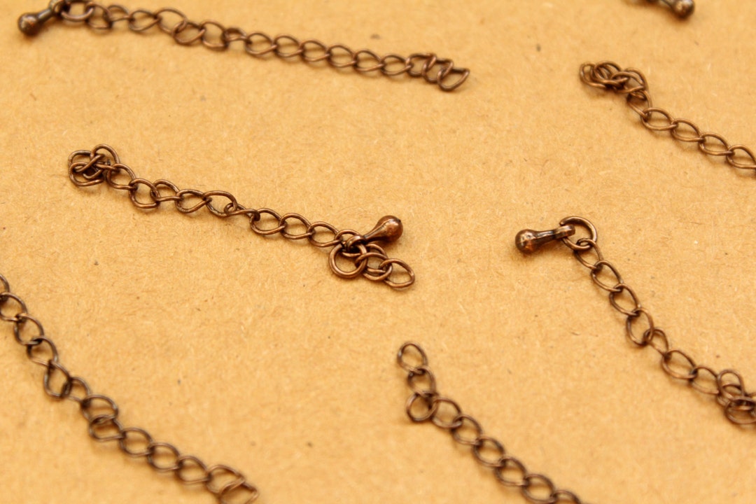 20 Pc. Antique Copper Chain Extenders With Drop End Piece, ~ 60 Mm Long ...