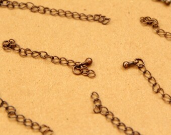 20 Pc. Antique Bronze Chain Extenders With Drop End Piece, 55 Mm Long ...