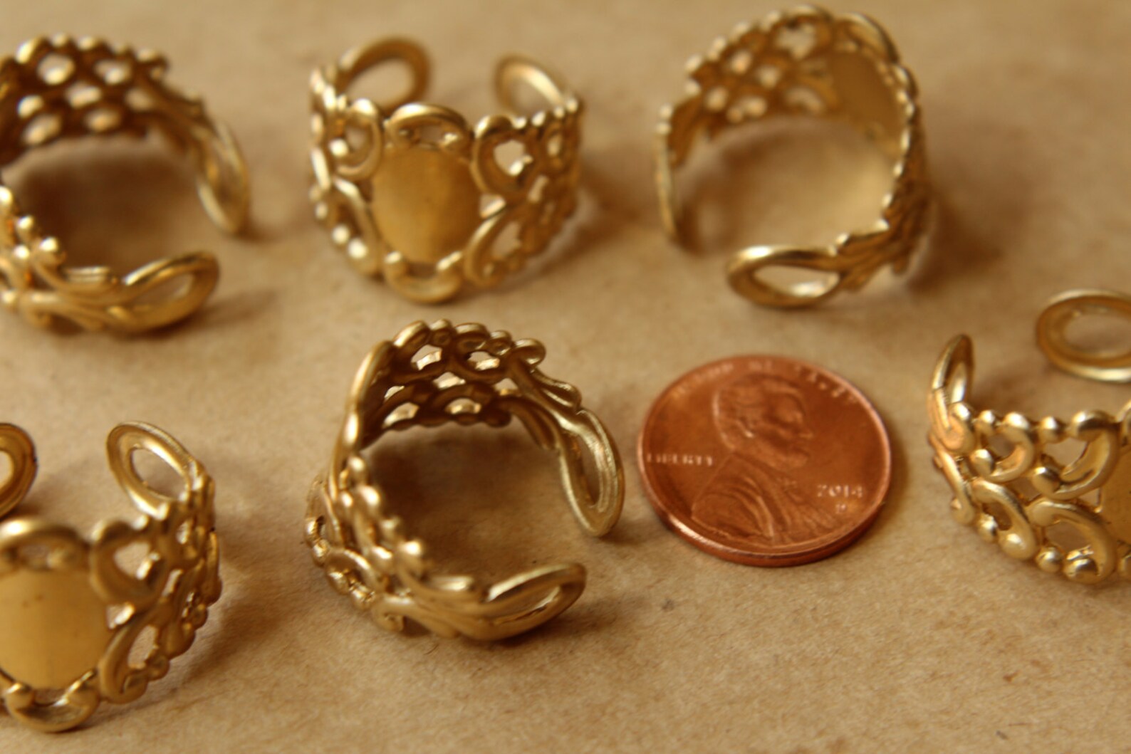 1 Pc. Raw Brass Adjustable Filigree Rings RB-558 - Etsy