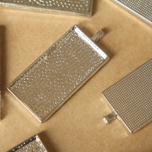 2 Pc. Silver Rectangular Pendant Bezel Setting, 59mm by 27mm | FI-119 ...