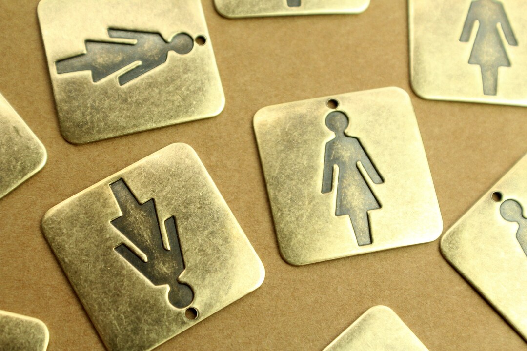 3 Pc. Antique Brass Plated Female Sign Pendants: 29mm by 29mm - Made in ...