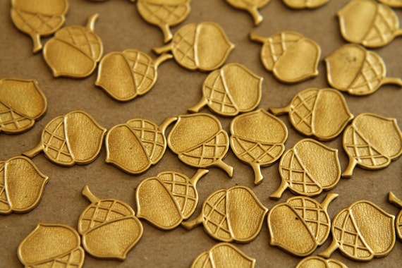 6 Pc. Raw Brass Flat Acorns: 10mm by 15mm Made in USA | Etsy