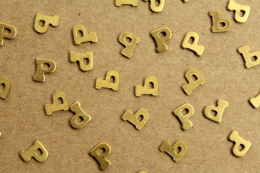 8 Pc. Tiny Raw Brass Letter P Stampings 5mm by 6mm Made in USA RB-1219 ...