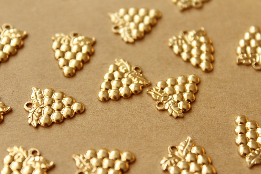 6 Pc. Small Raw Brass Grapes Charms: 15mm by 11.5mm - Made in USA | RB ...