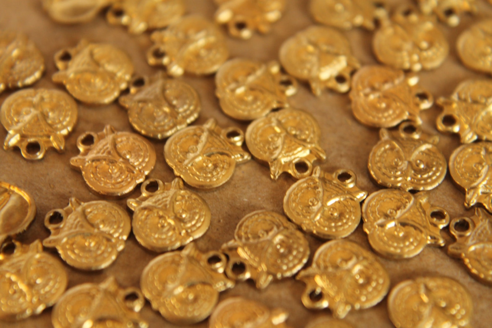 10 Pc. Small Raw Brass Owl Head Charms: 8mm by 9mm - Made in USA | RB ...