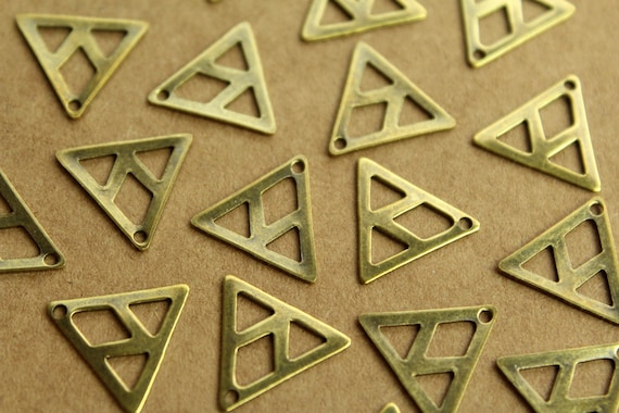 6 Pc. Antique Brass Plated Triangle Cut Out Charm: 16mm by | Etsy