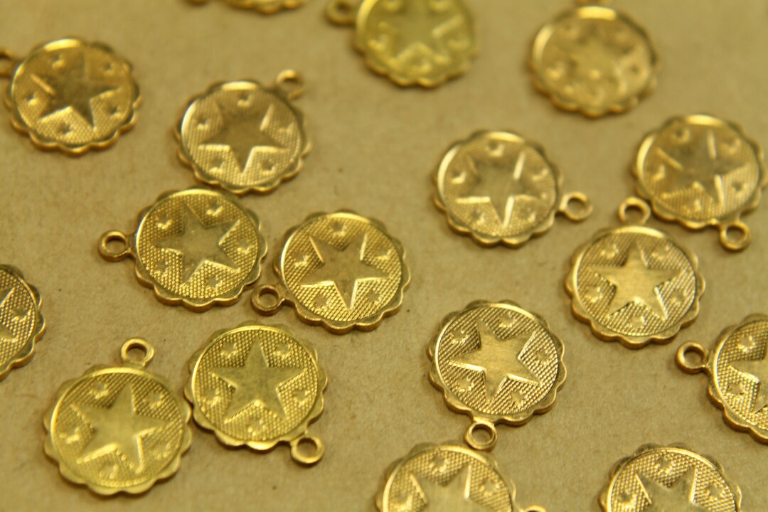 8 Pc. Raw Brass Star Charms: 14mm by 12mm - Made in USA | RB-452 - Etsy