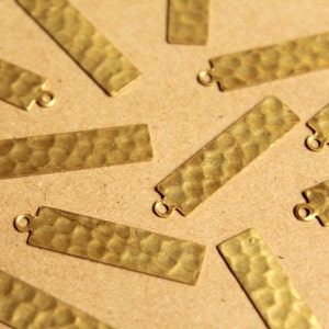 12 Pc. Raw Brass Hammered Rectangle Tag With One Loop: 29mm by 7mm ...