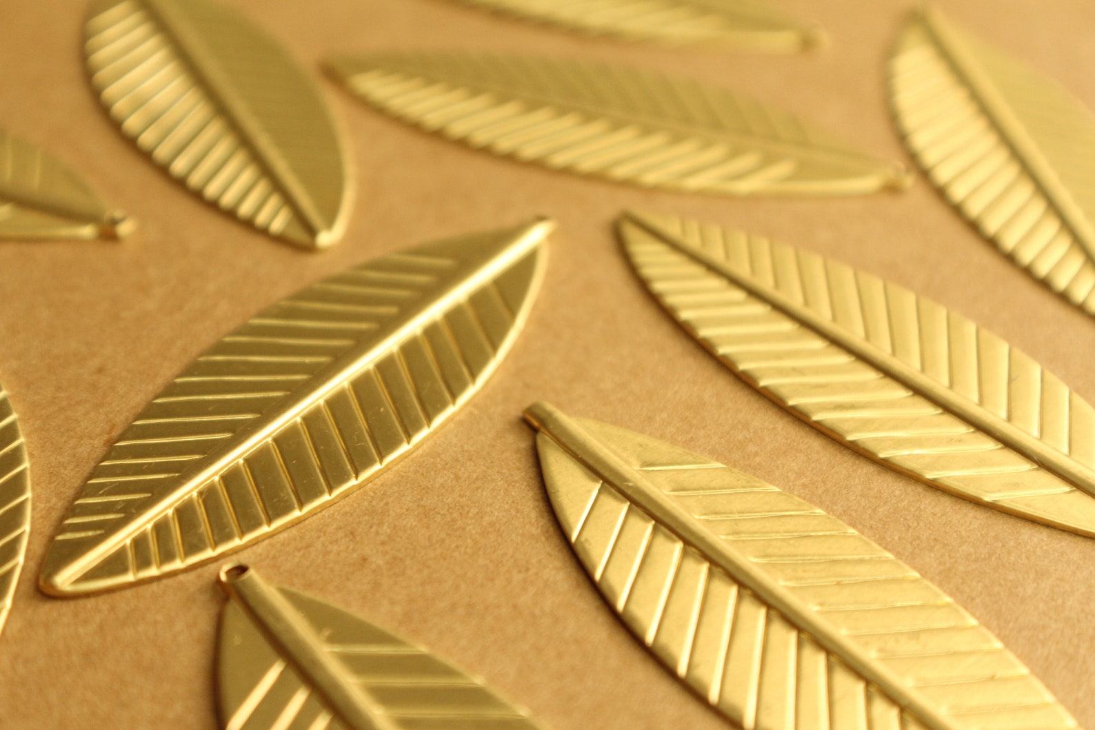 3 Pc. Large Raw Brass Feathers: 62mm by 21mm - Made in USA - Leaf ...