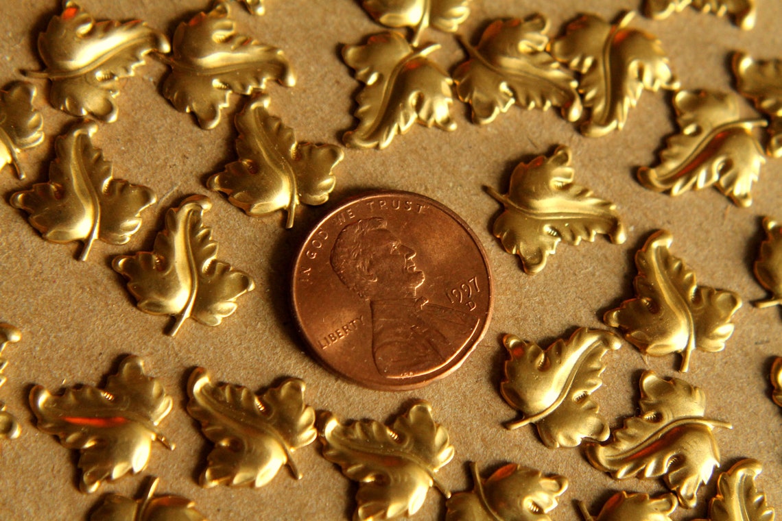 12 Pc. Raw Brass Autumn Leaves: 14mm by 13mm Made in USA - Etsy