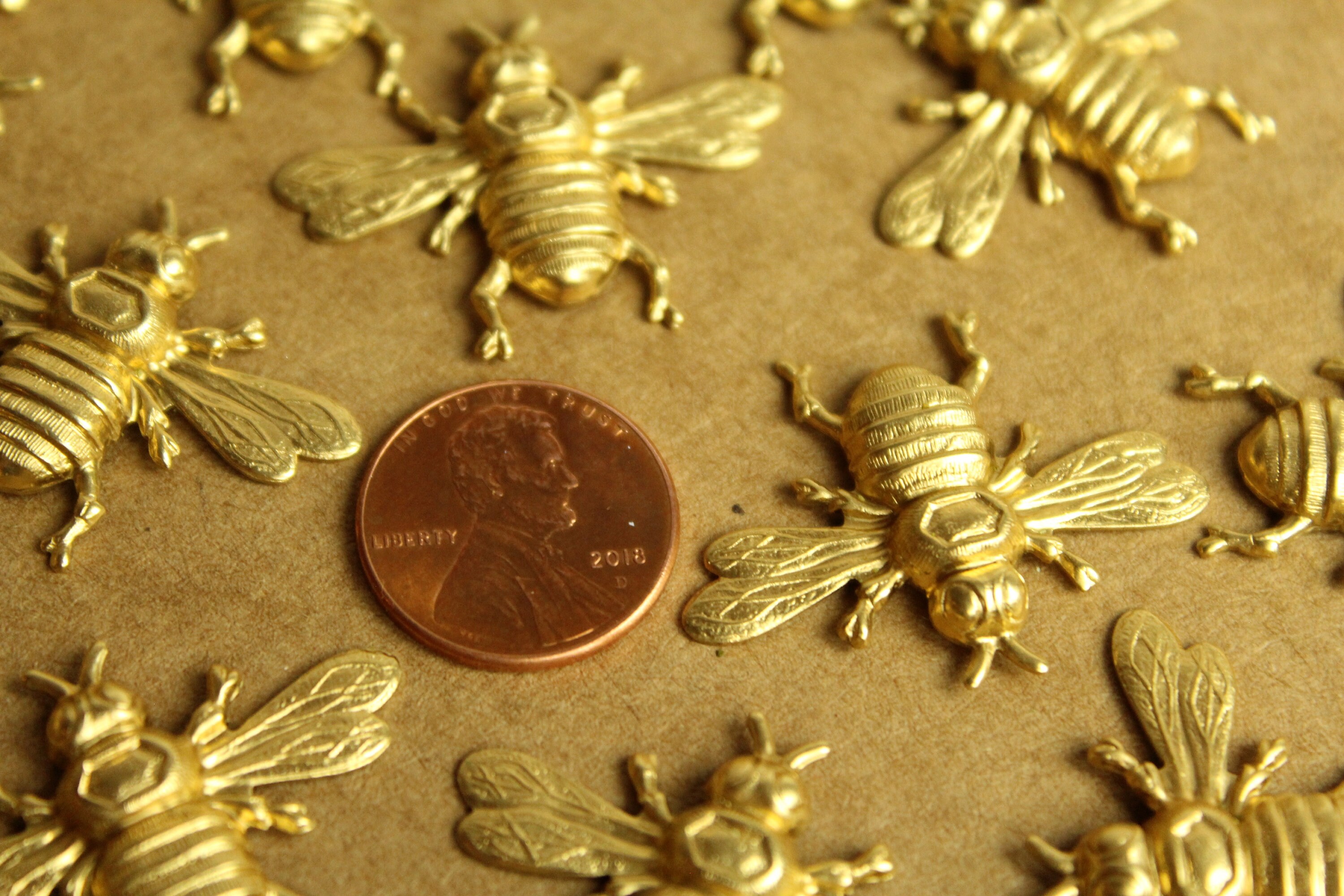 2 Pc. Large Raw Brass Queen Bees: 33mm by 24.5mm - Made in USA | RB ...