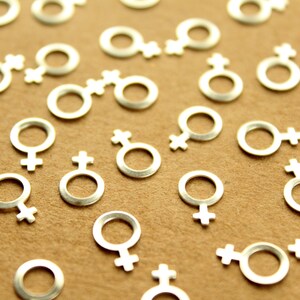 24 Pc. Tiny Silver Plated Brass Female Symbol Stampings: 10mm by 6.5mm ...