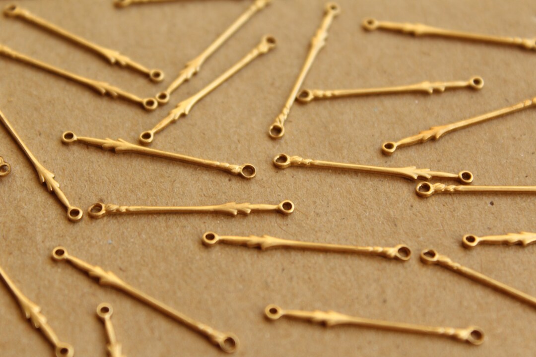 6 Pc. Raw Brass Narrow Fancy Bar Connectors: 26mm by 2mm - Made in USA ...