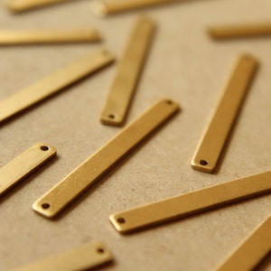 6 Pc. Raw Brass Narrow Bars With Two Holes: 41mm by 4mm - Made in USA ...