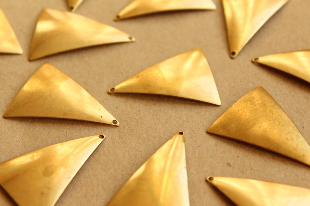 5 Pc. Raw Brass Domed Triangle Charms: 34mm by 26mm - Made in USA | RB ...