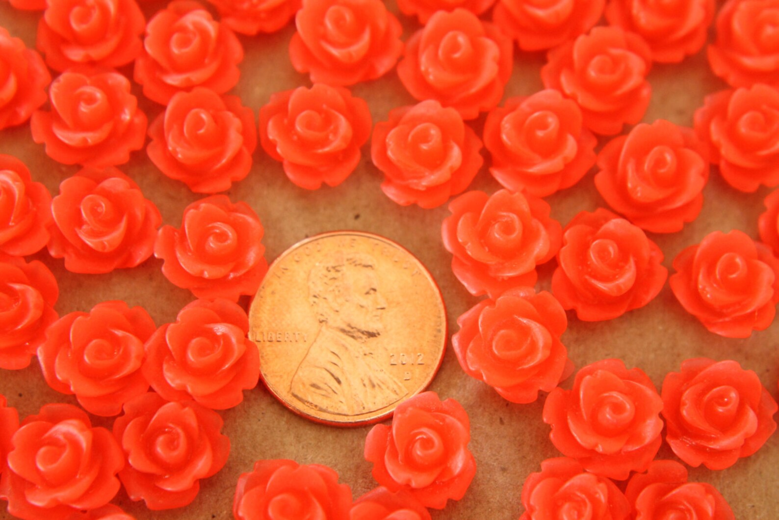 CLOSEOUT 30 Pc. Frosted Cherry Red Rose Cabochon 10mm | Etsy