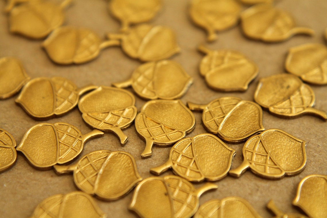 6 Pc. Raw Brass Flat Acorns: 10mm by 15mm Made in USA - Etsy