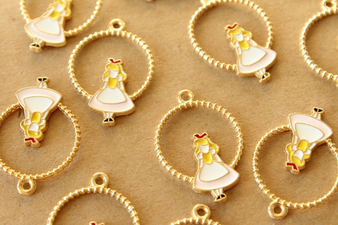 6 Pc. Enameled Alice in a Loop Charms: 31mm by 22mm | MIS-415 - Etsy