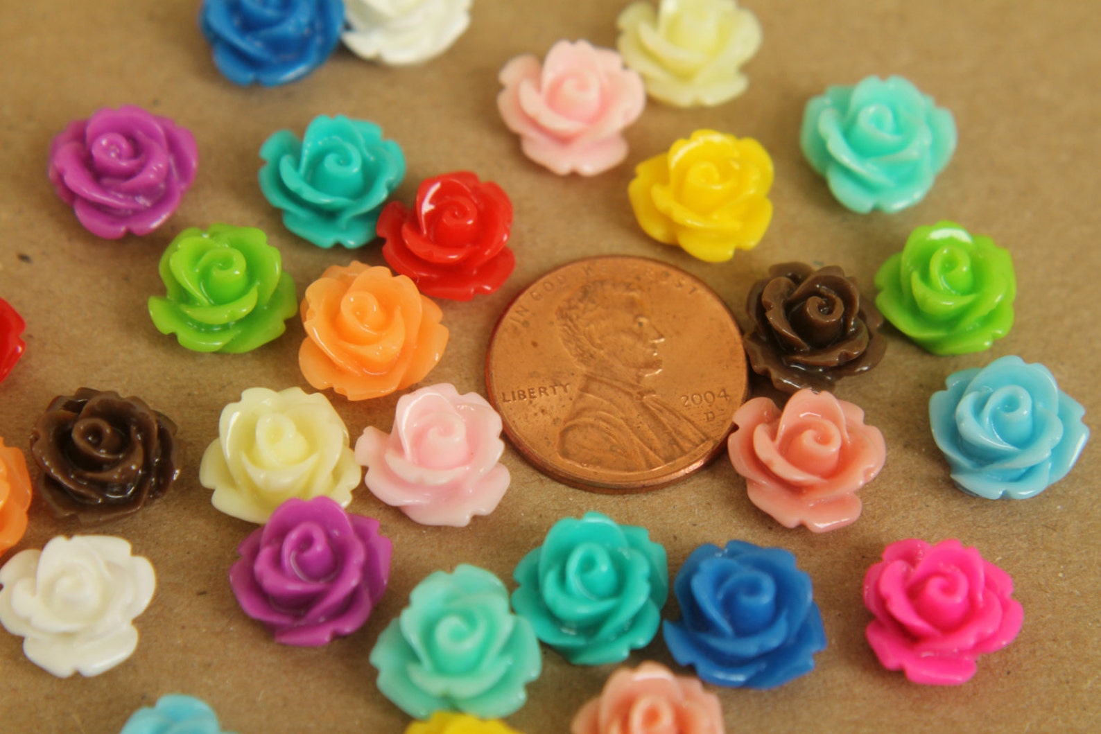 30 Pc. Multi Colored Glossy Rose Cabochon 10mm RES-359 | Etsy