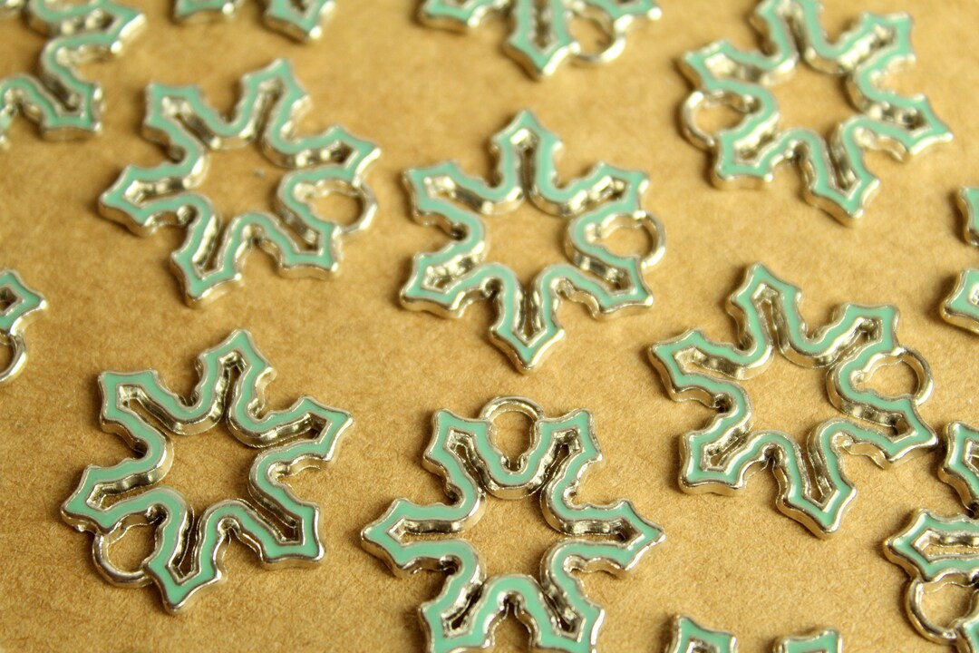 8 Pc. Enameled Pale Blue and Silver Snowflake Charms, 25mm by 23mm ...