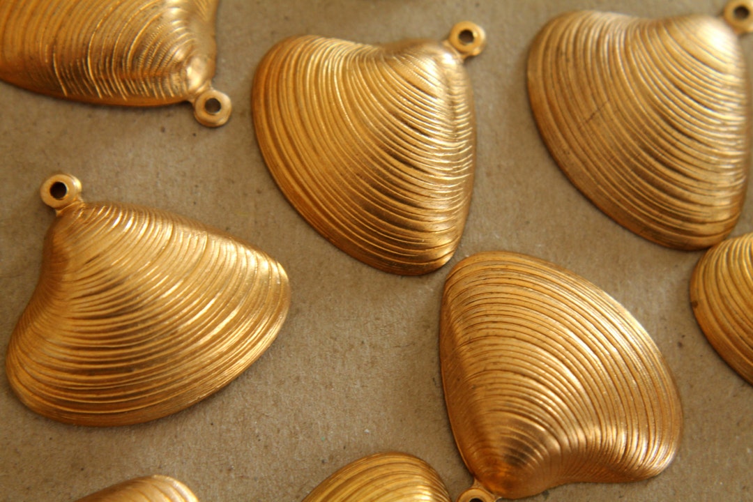 4 Pc. Raw Brass Seashell Pendants: 30mm by 29mm - Made in USA | RB-127 ...