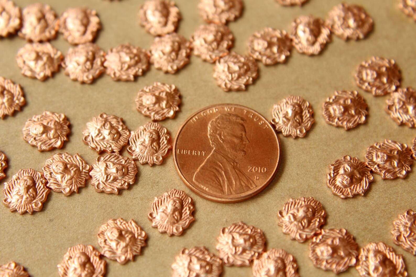 8 Pc. Small Raw Copper Lion Heads: 8mm by 8mm Made in USA - Etsy