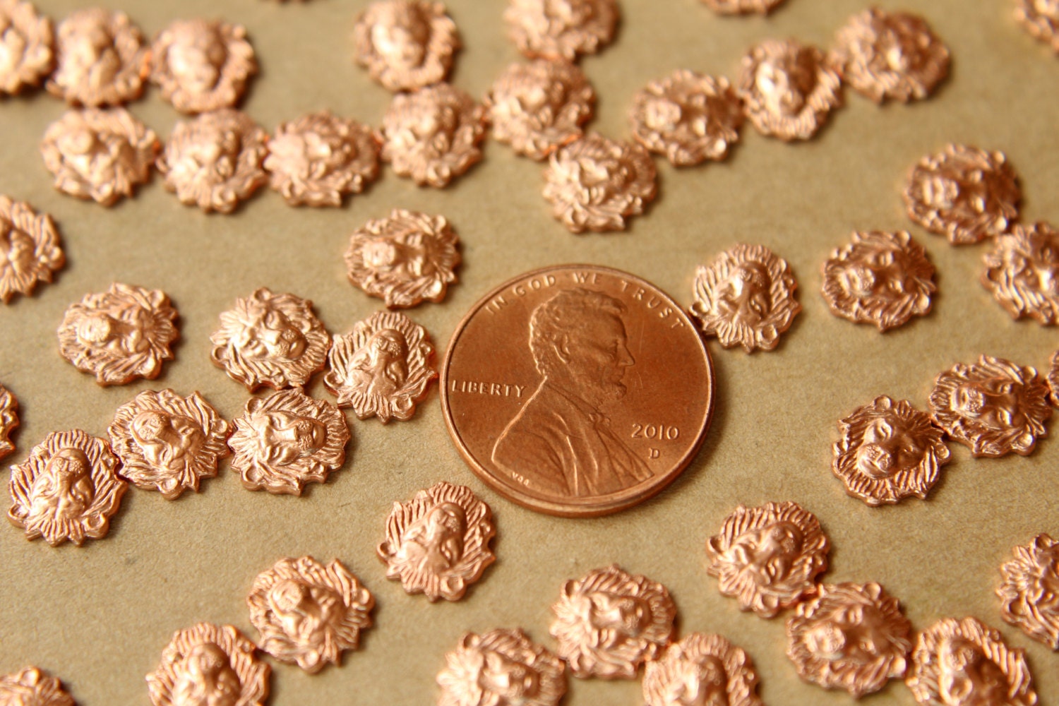 8 Pc. Small Raw Copper Lion Heads: 8mm by 8mm Made in USA - Etsy