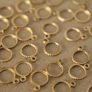 16 Pc. Small Raw Brass Circle Outline Charms: 10mm by 8mm - Made in USA ...