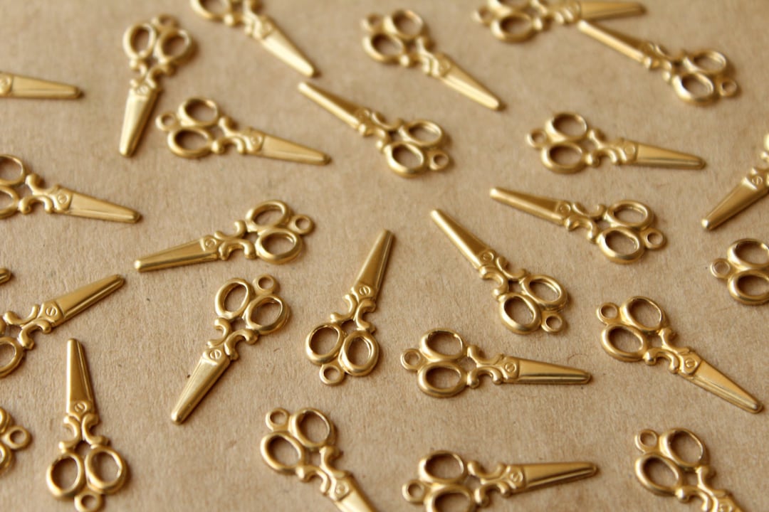 14 Pc. Raw Brass Scissors Charms, 20mm by 8mm - Made in USA | RB-718 - Etsy