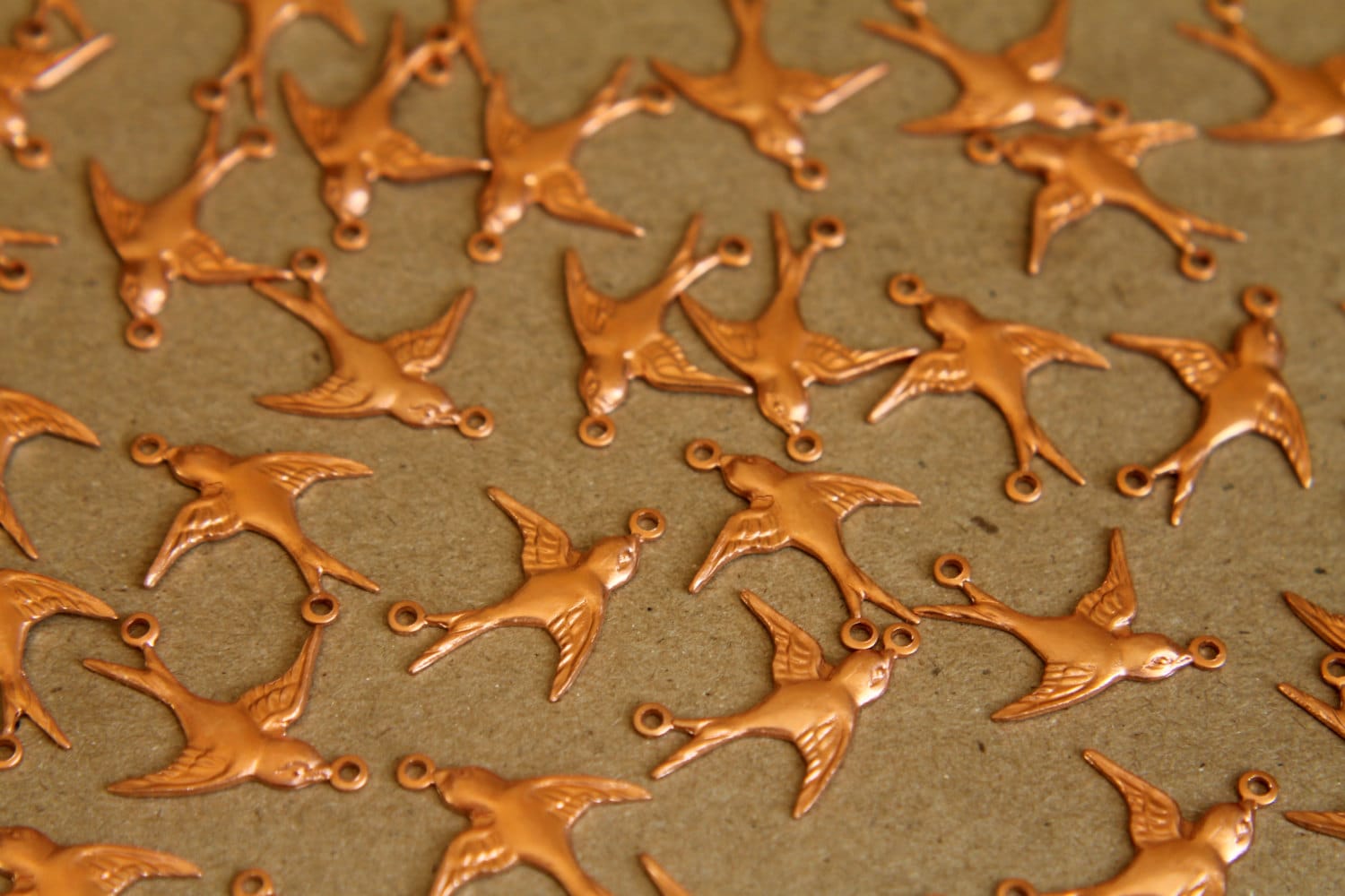 6 Pc. Raw Copper 2 Loop Bird Connector Facing Right Made in - Etsy