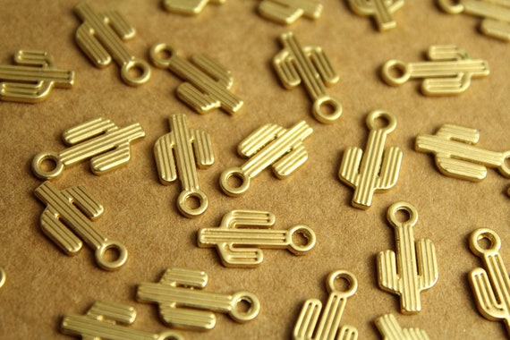 6 Pc. Gold Plated Cactus Charms 15mm by 8mm Made in USA - Etsy