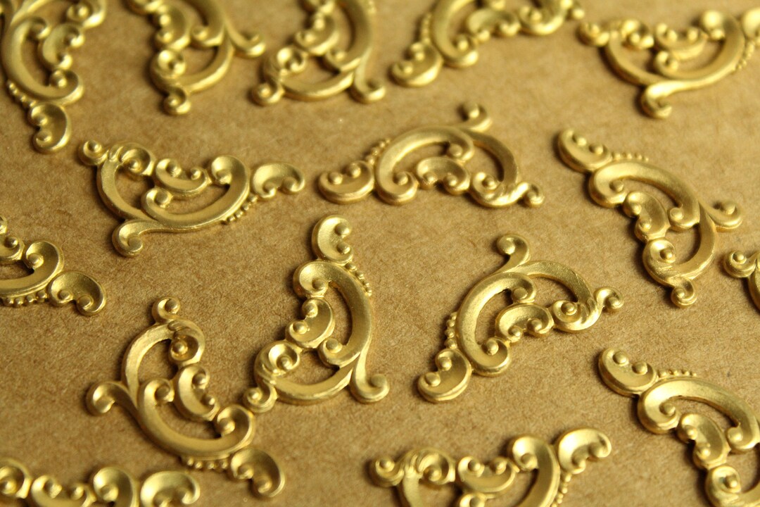 3 Pc. Raw Brass Filigree Stampings (left) : 20.5mm by 14mm - Made in ...