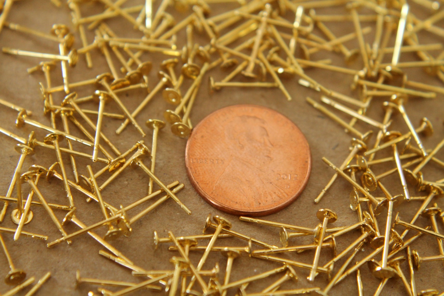 50 Pc. Gold Plated Earring Posts 3mm Pad Also Available in - Etsy
