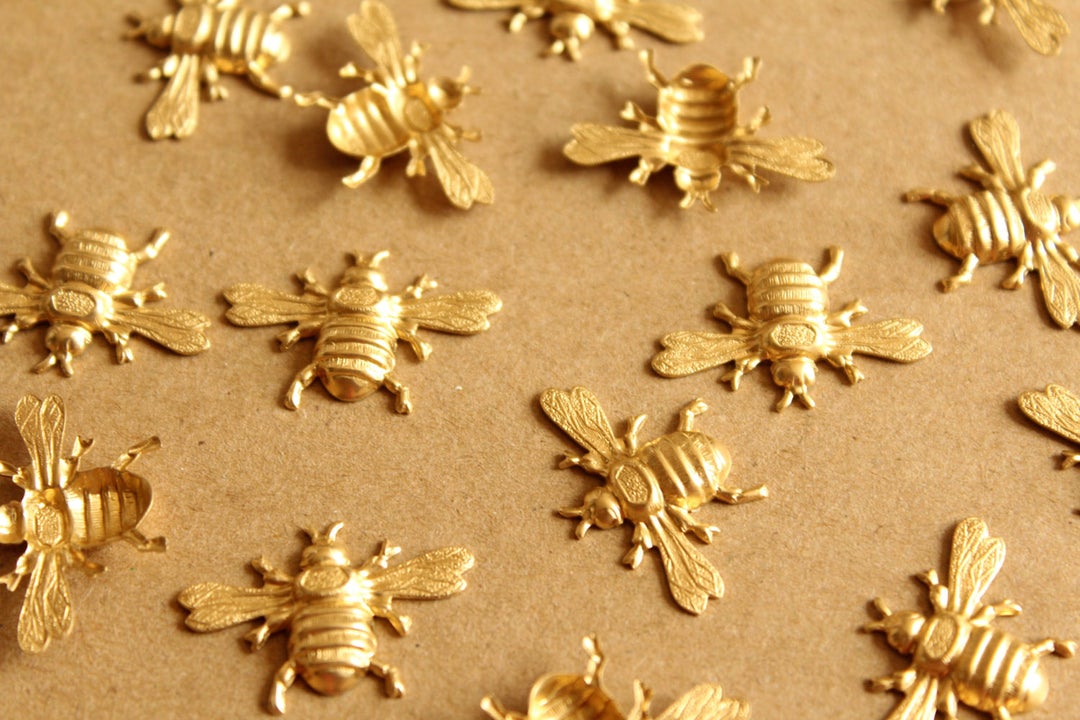 3 Pc. Medium Raw Brass Queen Bees: 26mm by 16mm - Made in USA | RB-1007 ...