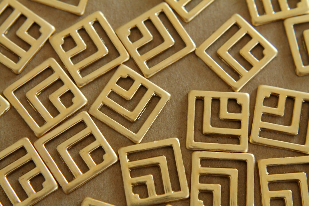 8 Pc. Raw Brass Geometric Chevron Square Stampings : 16mm by 16mm ...