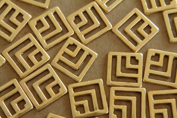 8 Pc. Raw Brass Geometric Chevron Square Stampings : 16mm by | Etsy