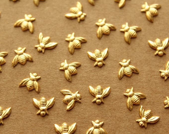 12 Pc. Tiny Gold Plated Brass Bees: 7mm by 6mm - Made in USA | GLD-001 ...