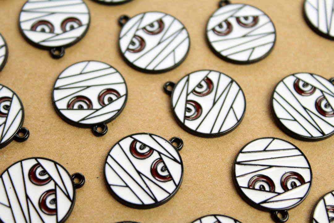 5 Pc. Halloween Mummy Face Charms, 23mm X 20mm Black White Monster ...