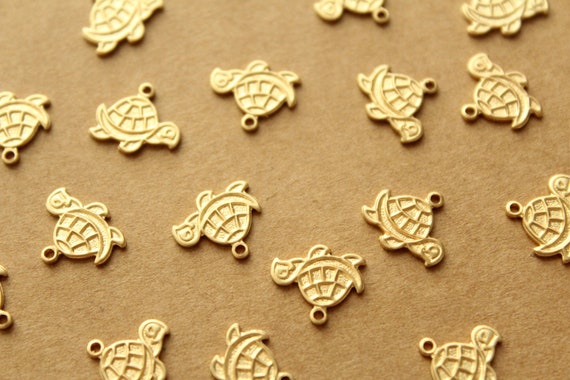 12 Pc. Tiny Raw Brass Embossed Turtle Charm: 12mm by 10mm - Etsy