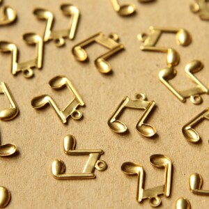 18 Pc. Small Raw Brass Eighth Note Charms: 11mm by 12mm - Made in USA ...